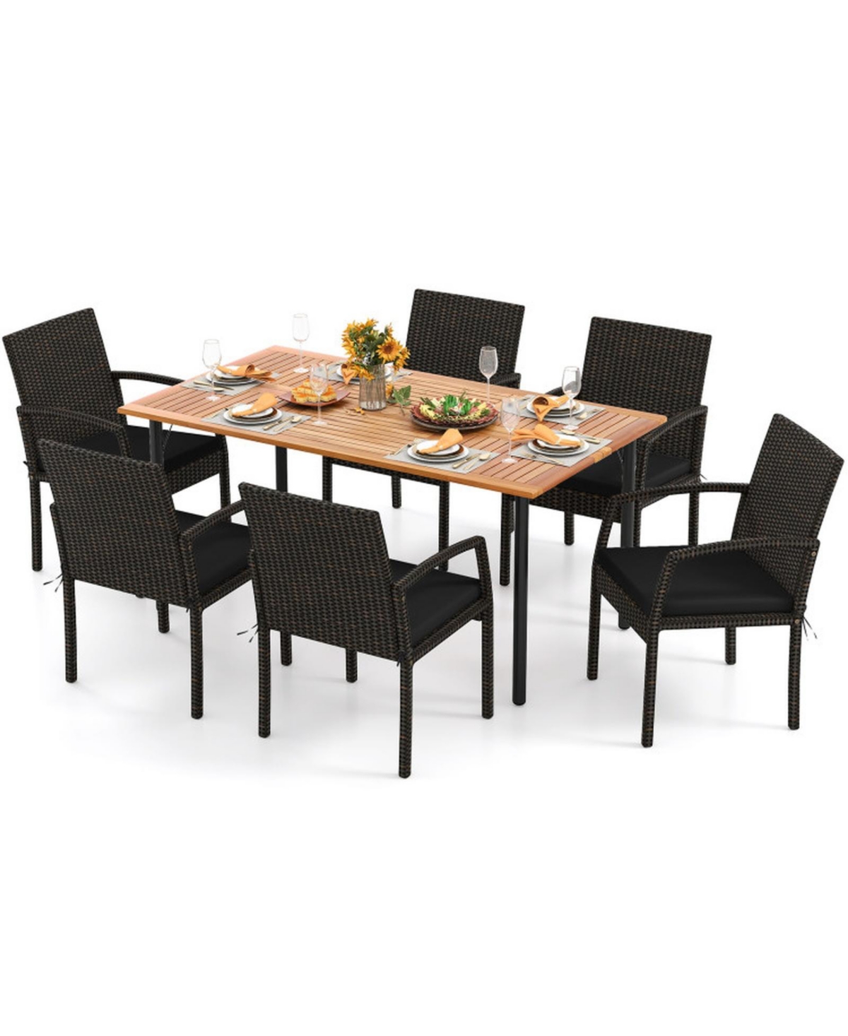 Click here for Gouun 7 Piece Outdoor Patio Dining Set with Acacia... prices