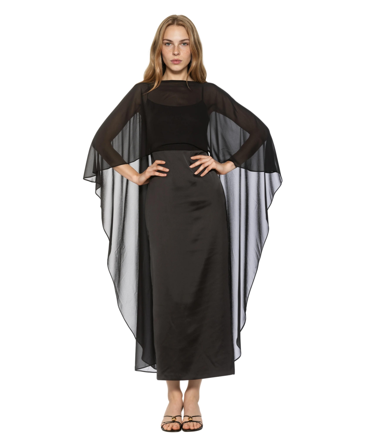 Click here for Alexia Admor Womens Cape-Sleeve Chiffon Overlay Bo... prices