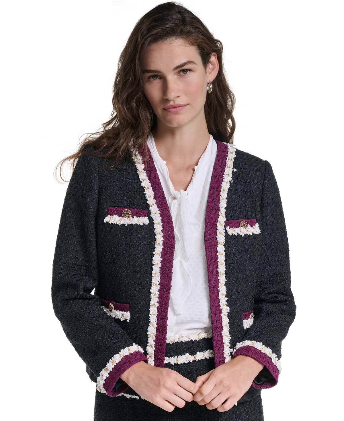Click here for Karl Lagerfeld Paris Petite Tweed Cropped Jacket -... prices