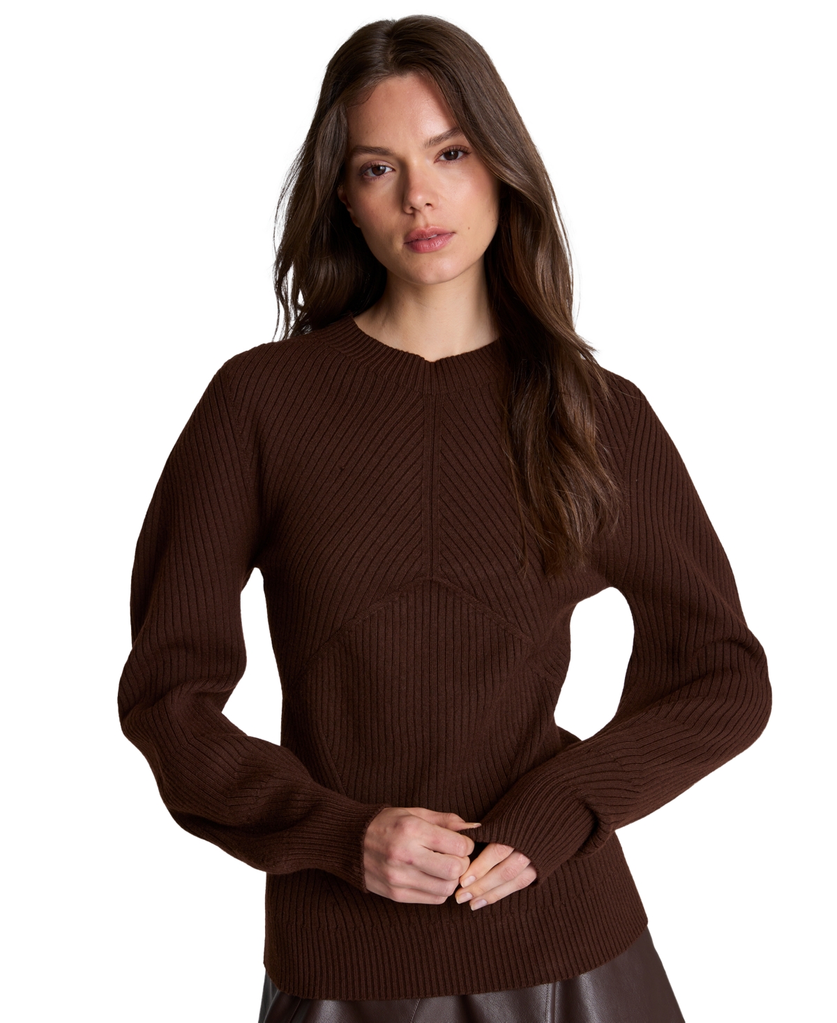 Click here for Kenneth Cole Womens Traveling Rib Mock Neck Ribbed... prices