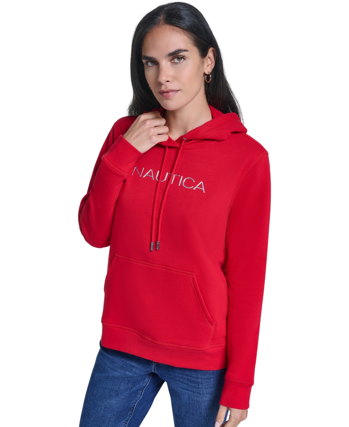 Click here for Nautica Womens Logo Graphic Fleece Hoodie - Scarle... prices