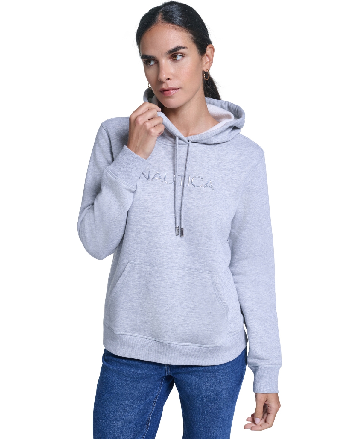 Click here for Nautica Womens Logo Graphic Fleece Hoodie - Stone... prices