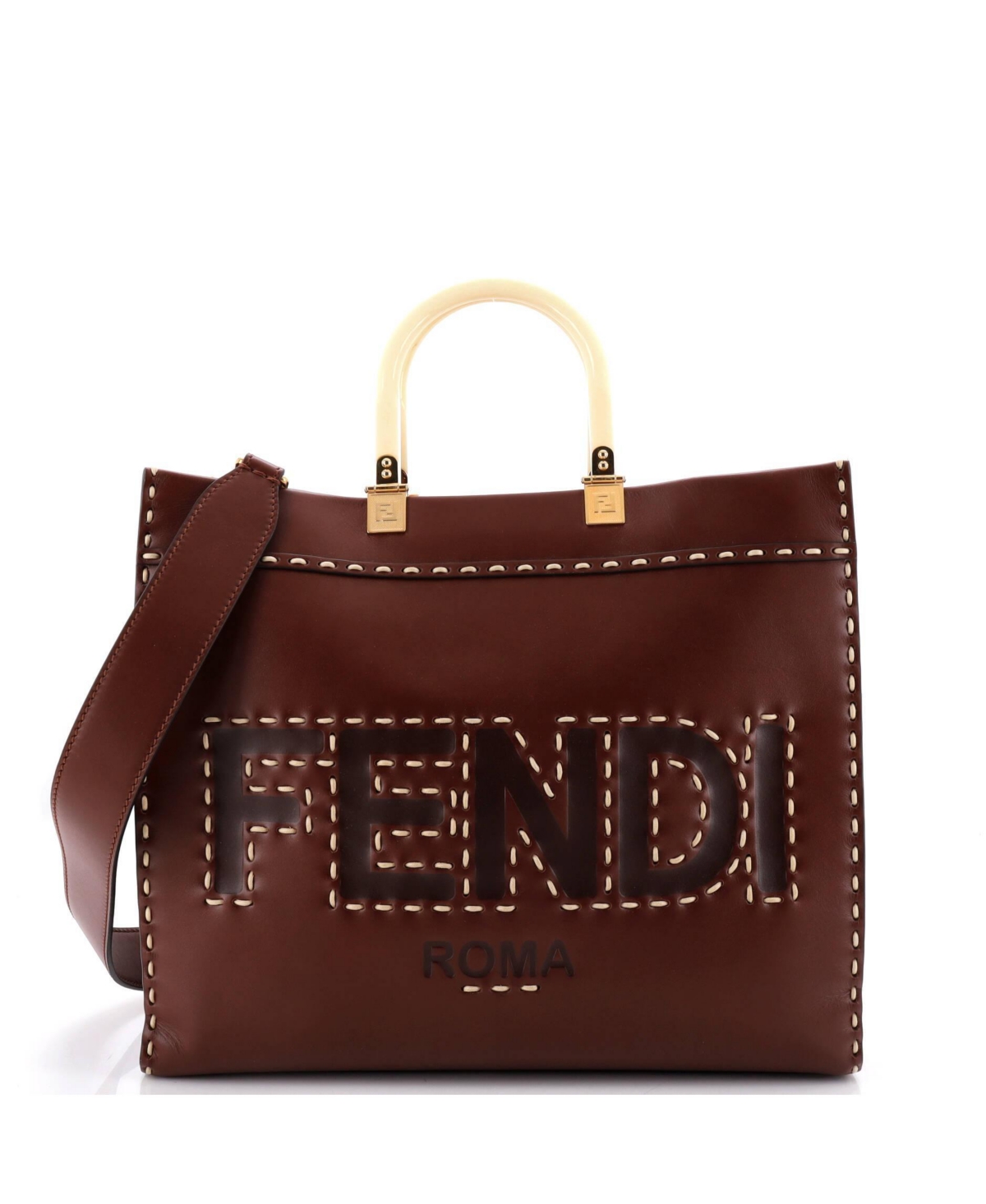 Click here for Pre-Owned Fendi Medium Sunshine Shopper Tote Leath... prices