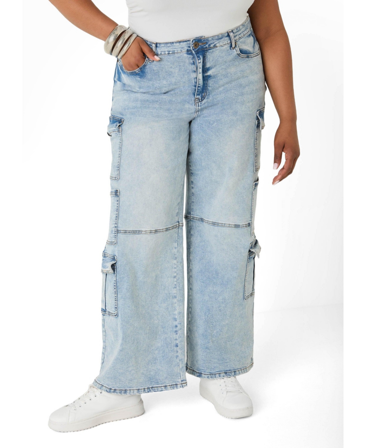 Click here for Ashley Stewart Plus Size Cargo Acid Wash High-Wais... prices