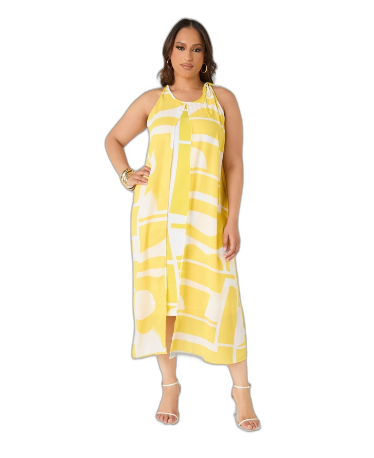 Click here for Ashley Stewart Plus Size Abstract Print Cape Effec... prices