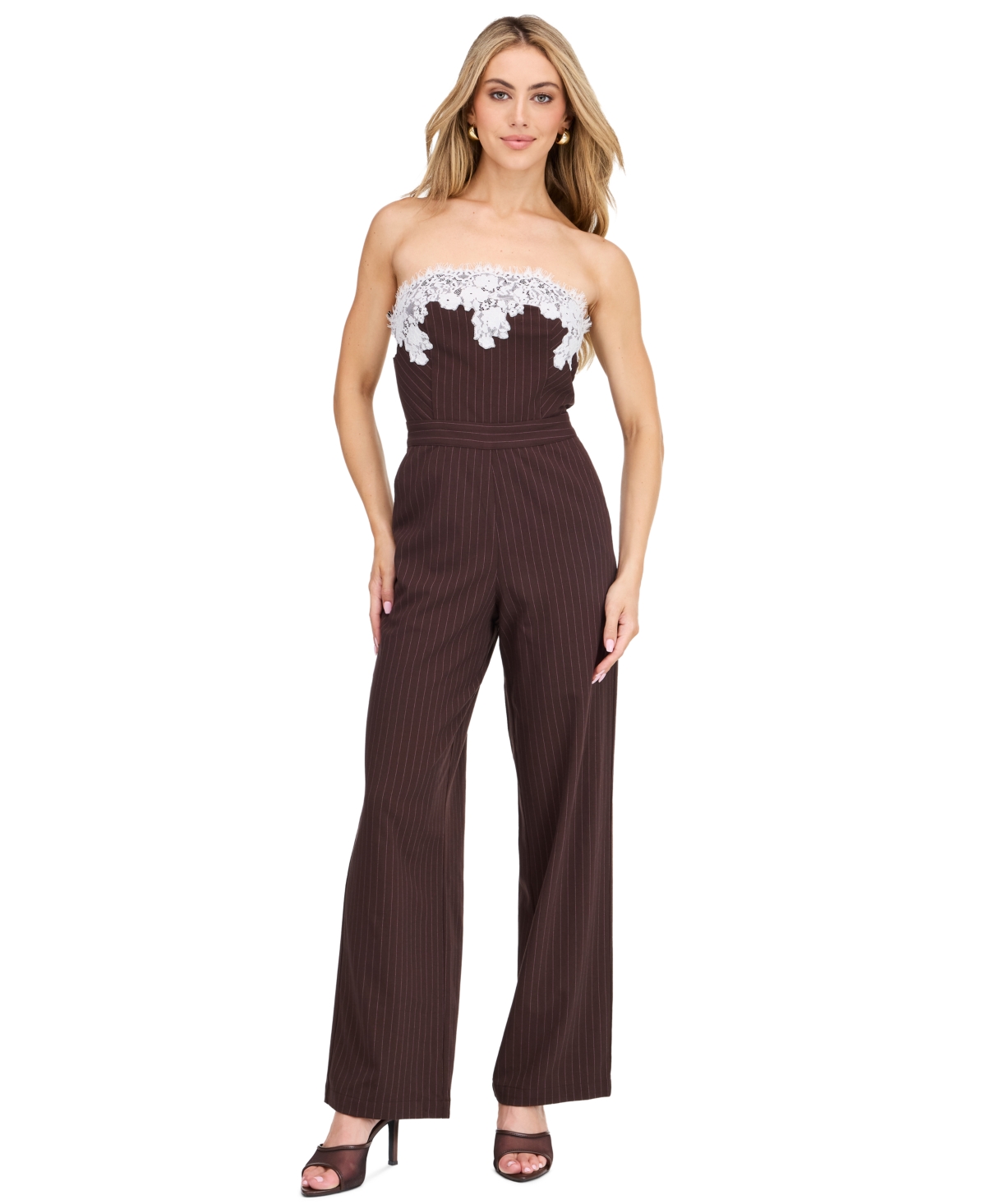 Click here for Kittenish Womens Harper Strapless Wide-Leg Lace-Tr... prices