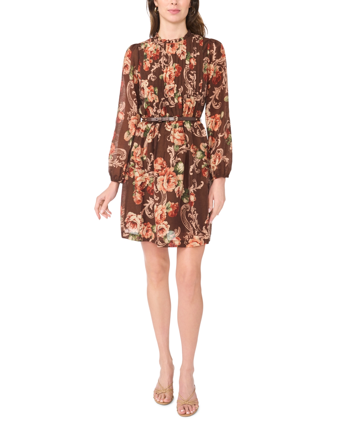Click here for Msk Petite Long-Sleeve Floral Fit & Flare Chiffon... prices