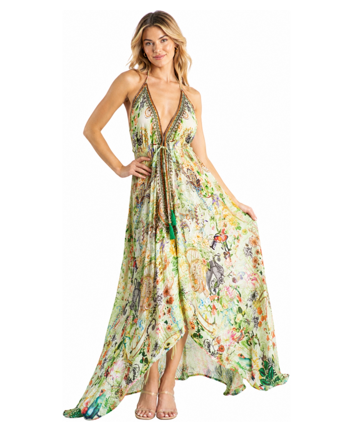 Click here for La Moda Clothing Womens Tropical Floral Halter-Plu... prices