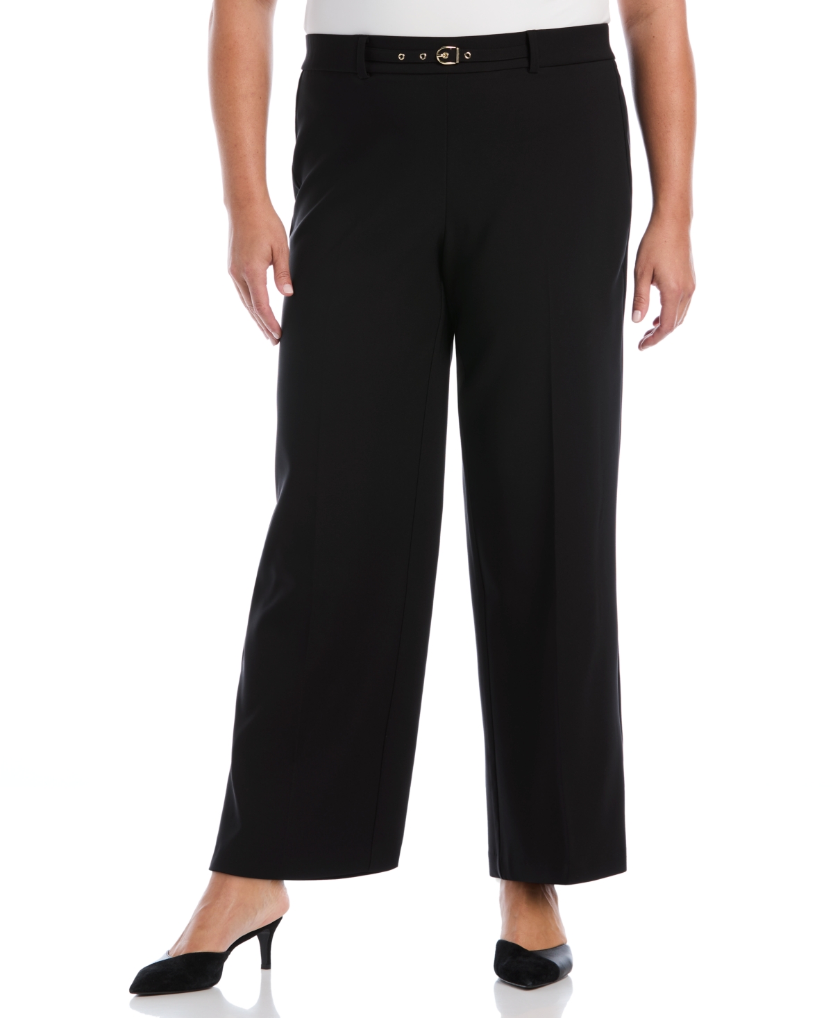 Click here for Rafaella Plus Size Wide-Leg Pull-On Mid-Rise Pants... prices