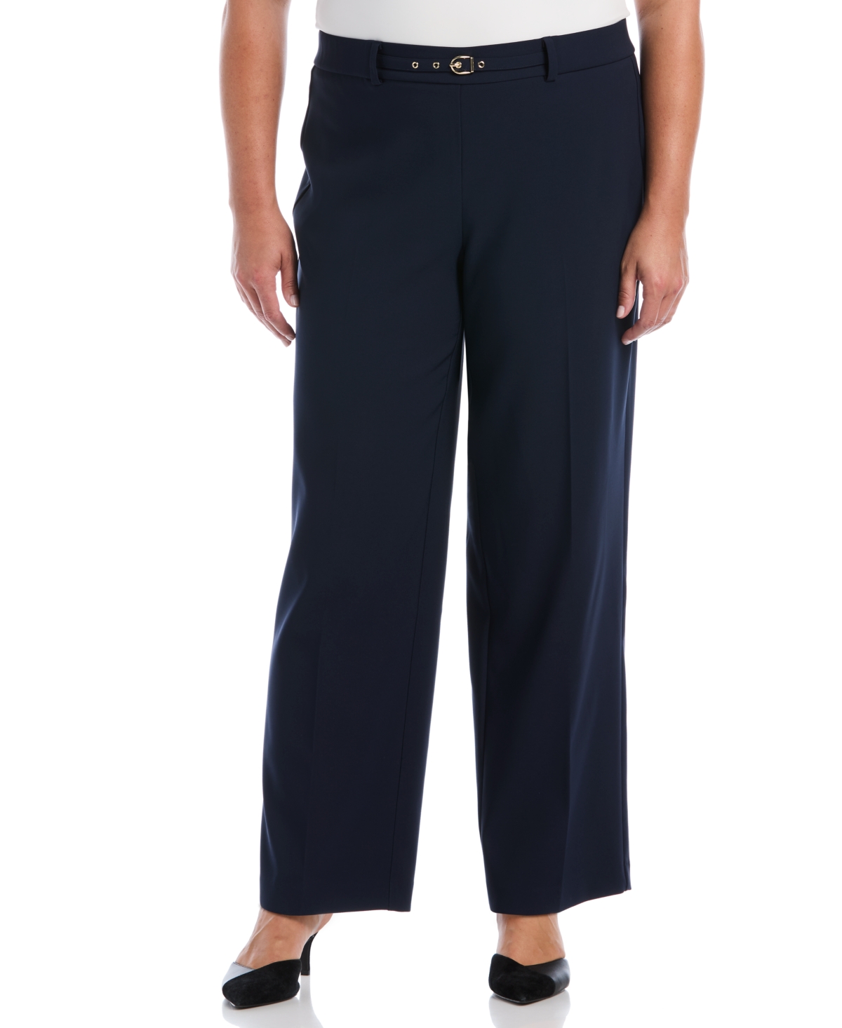 Click here for Rafaella Plus Size Wide-Leg Pull-On Mid-Rise Pants... prices