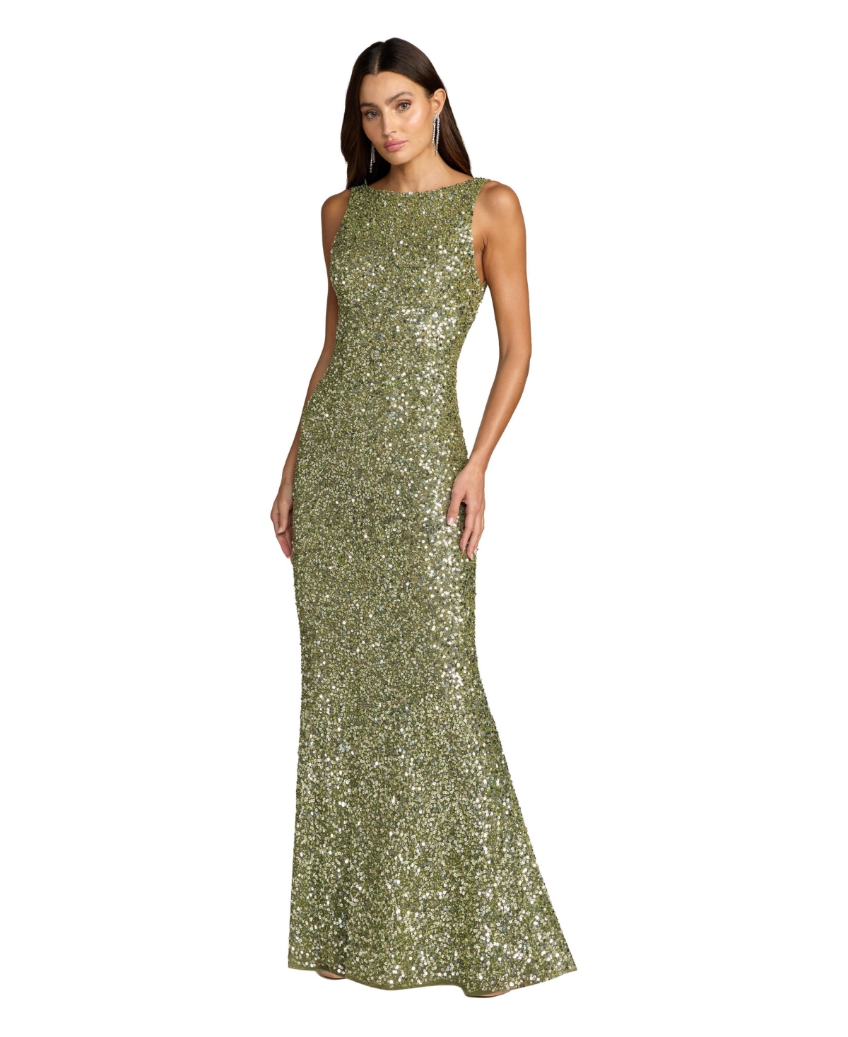 Click here for Mac Duggal Womens High Neck Sequin Column Gown wit... prices