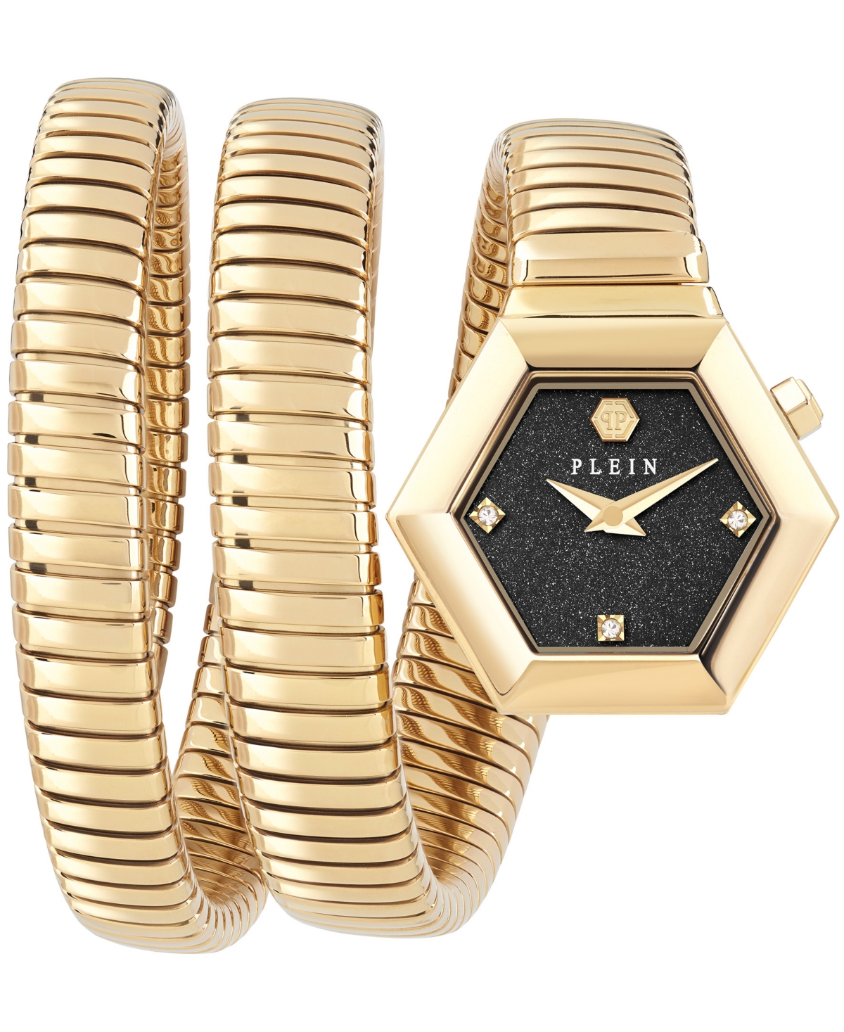 Click here for Philipp Plein nake Hexagon Womens Ip Yellow Gold S... prices