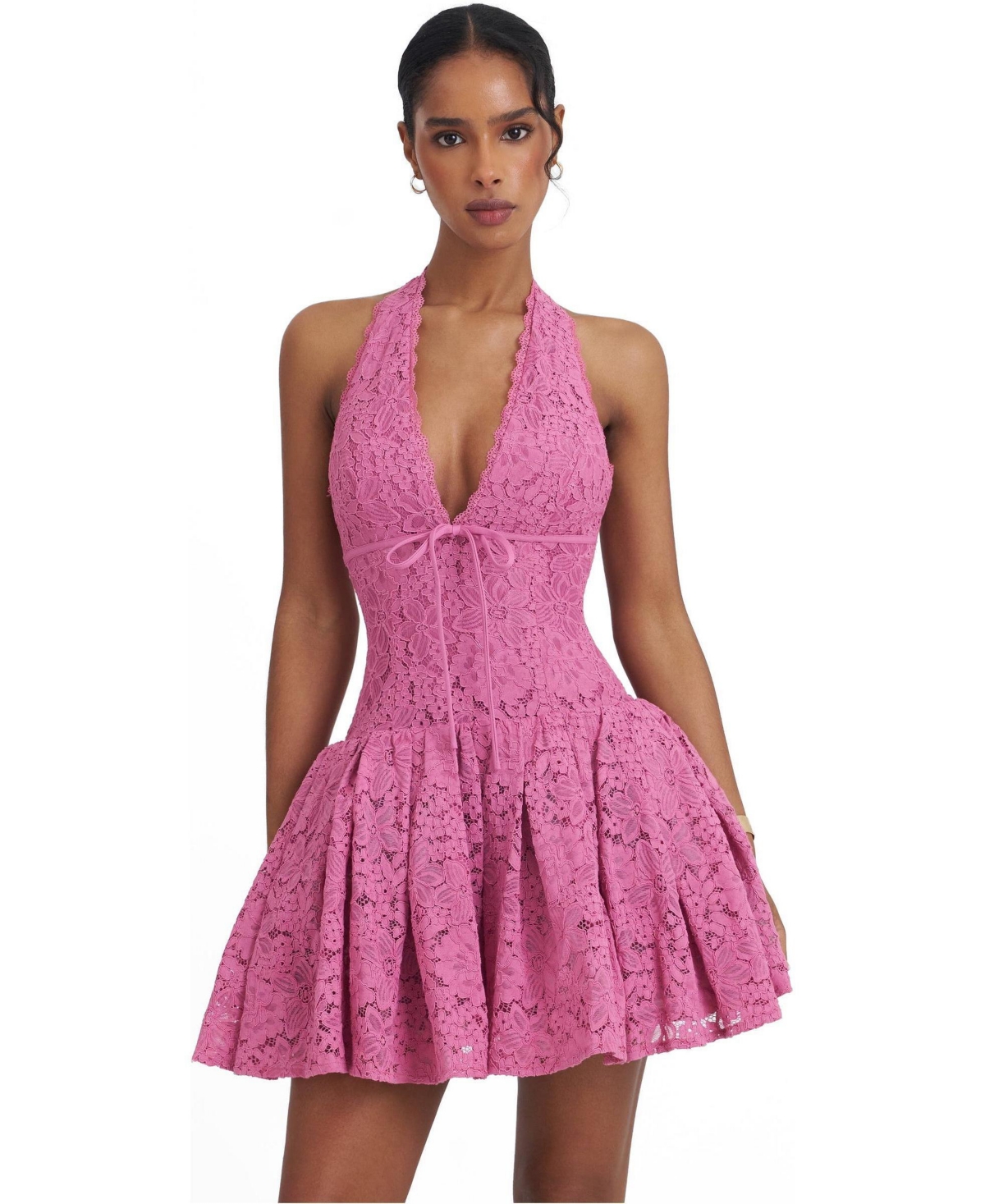 Click here for Miss Circle Womens Karla Magenta Lace Drop Waist H... prices