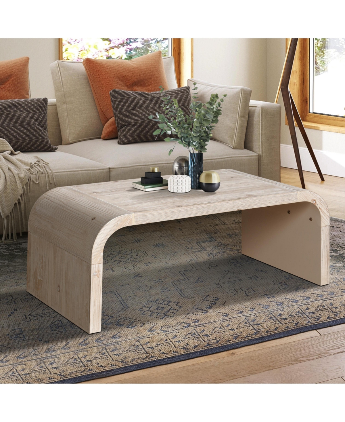 Click here for Flynama 48 Inch Curved Farmhouse Vintage Coffee Ta... prices