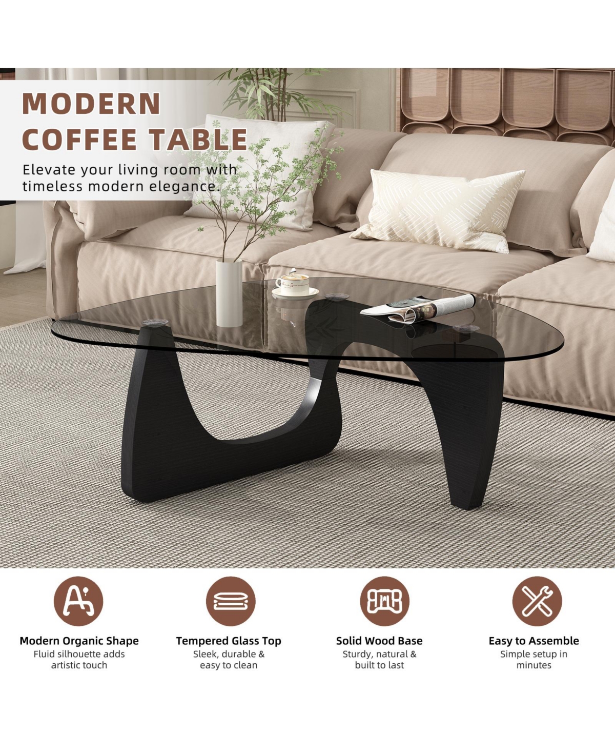 Click here for Flynama Mid Century Modern Glass Coffee Table - Bl... prices