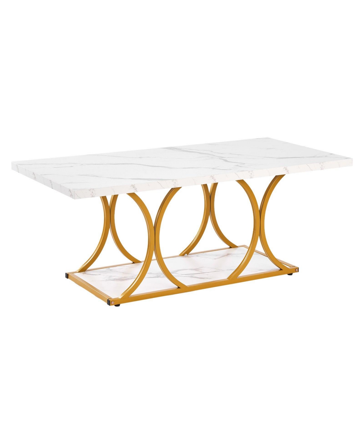 Click here for Slickblue 2-Tier Modern Coffee Table with Faux Mar... prices