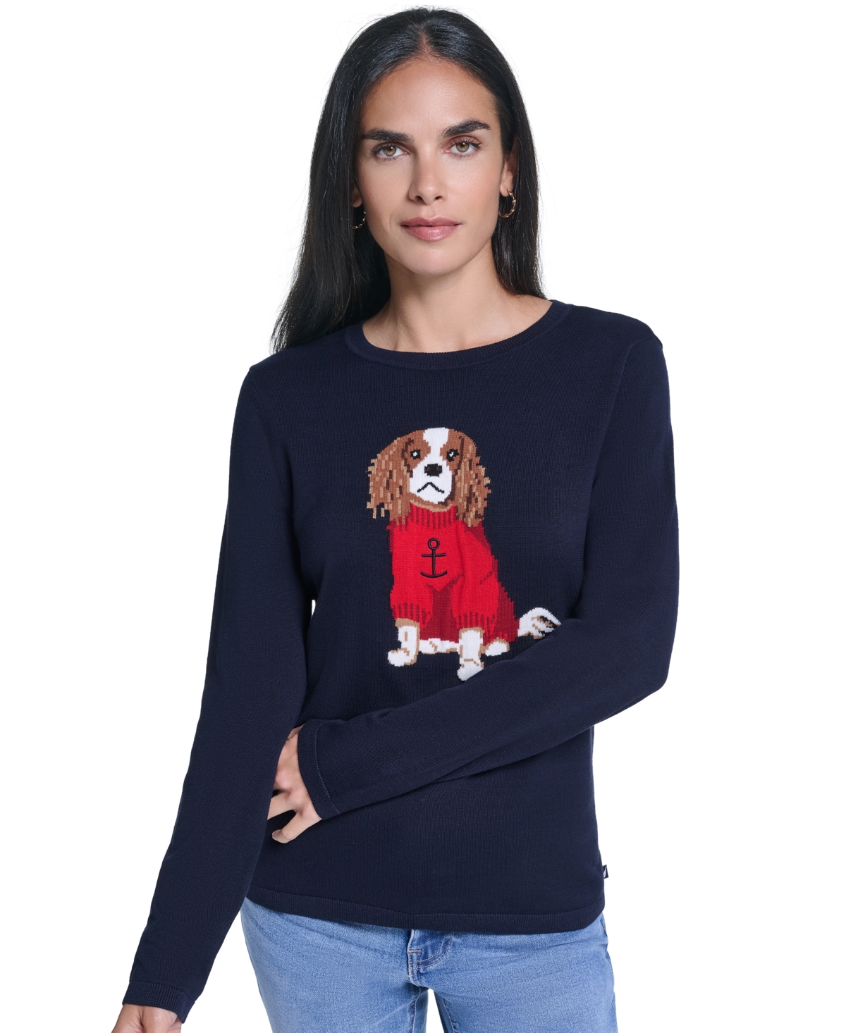 Click here for Nautica Womens Intarsia Dog Long-Sleeve Crewneck S... prices