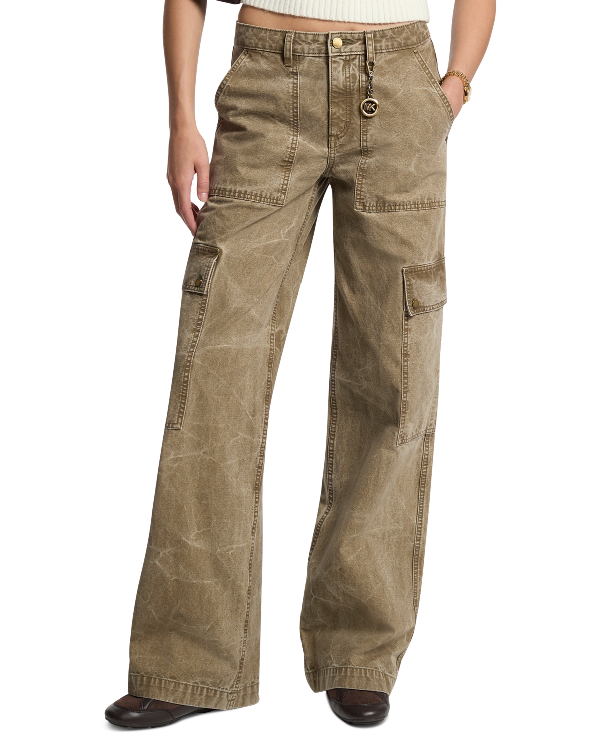 Click here for Michael Kors Womens High-Rise Wide-Leg Cargo Pants... prices