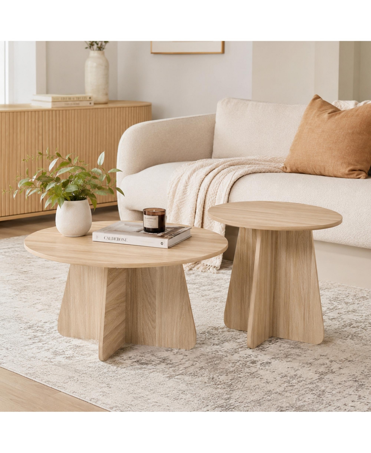 Click here for Flynama Retro Nesting Coffee Table Set Natural Rou... prices