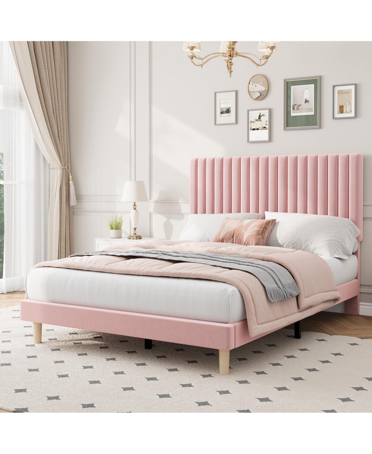 Click here for Gaomon Velvet Upholstered Platform Bed Frame with... prices