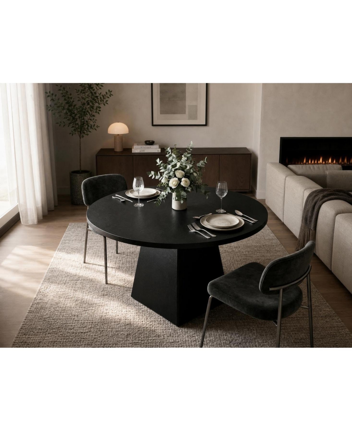 Click here for 47-Inch Round Pedestal Dining Table  Seats 4-6  Bl... prices
