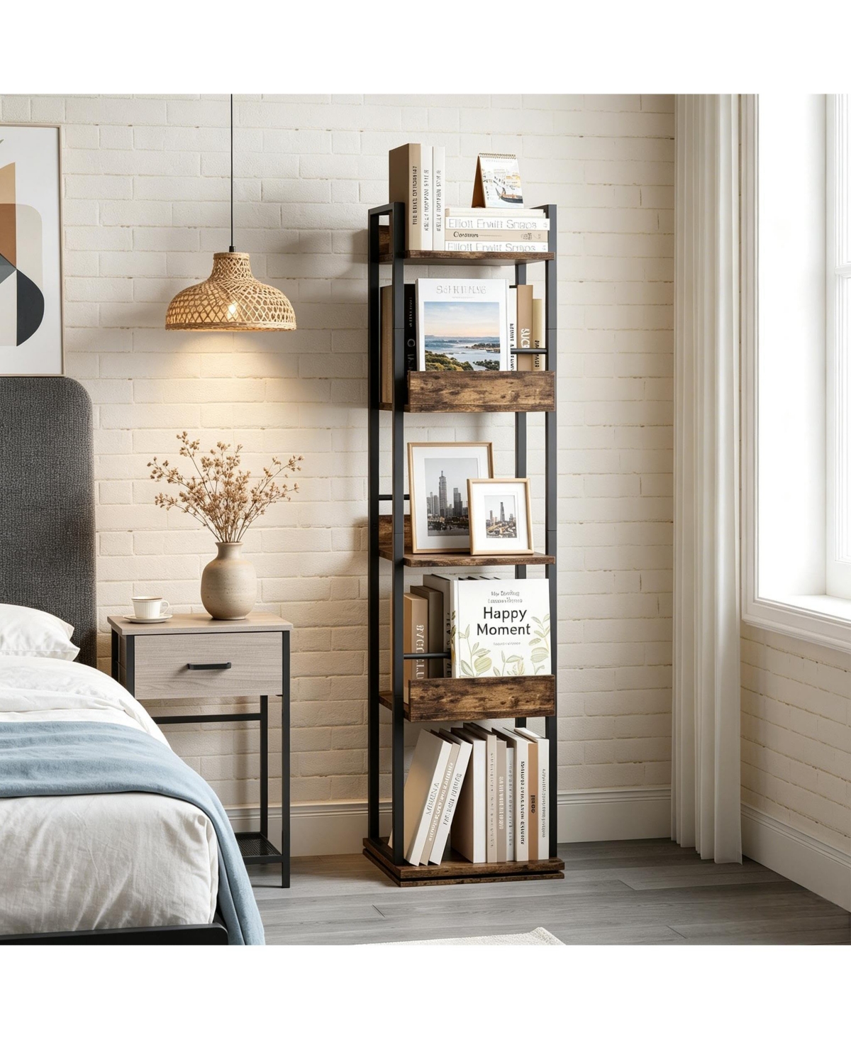Click here for homfan 5-Tier Corner Bookshelf  360-Degree Rotatin... prices