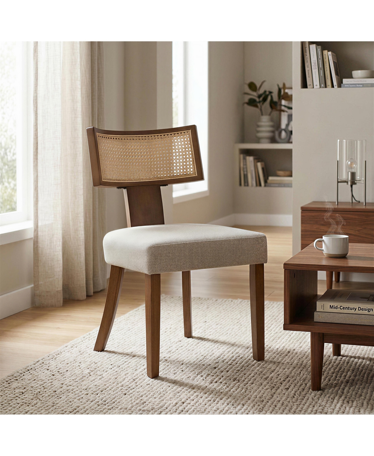 Click here for Set of 2 Mid-Century Dining Chairs with Rattan Bac... prices