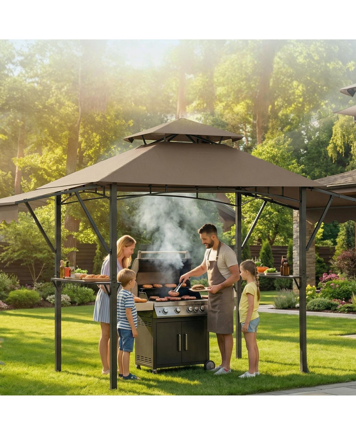 Click here for 17ft x 4ft Bbq Grill Gazebo with 2 Folding Doors a... prices