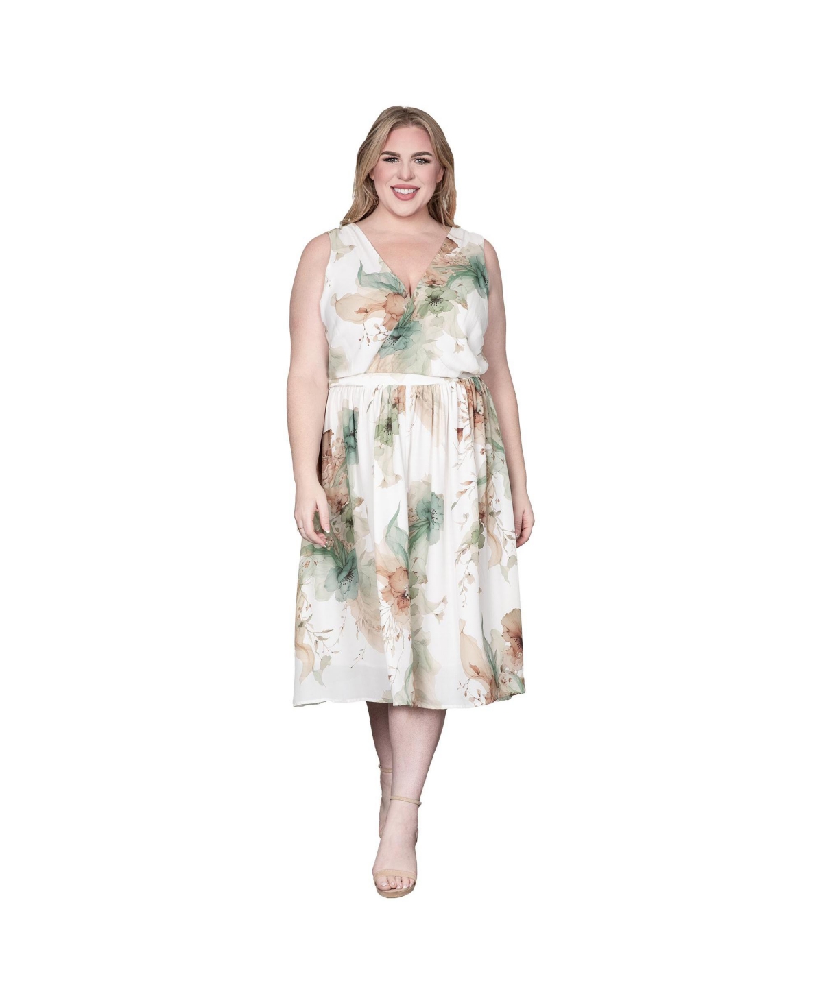Click here for Standards & Practices Plus Size Floral-Print V-Nec... prices