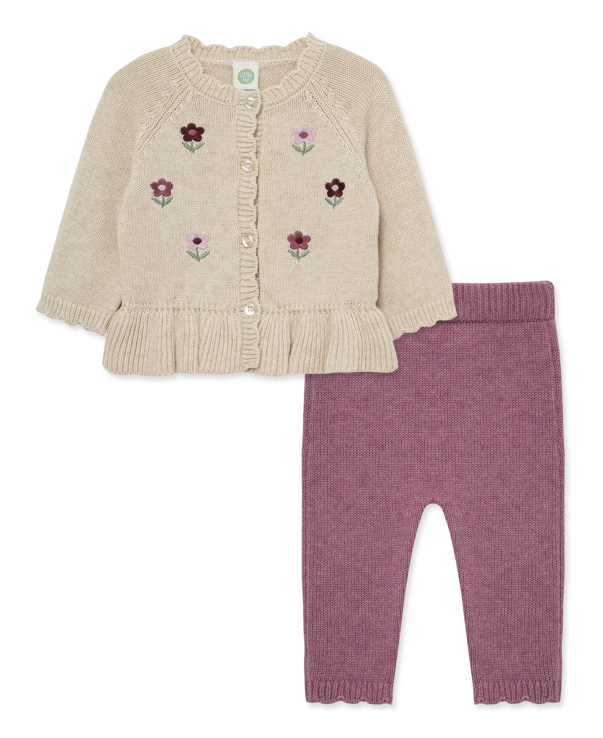 Click here for Little Me Baby Girls Flower Sweater and Pants  2-P... prices