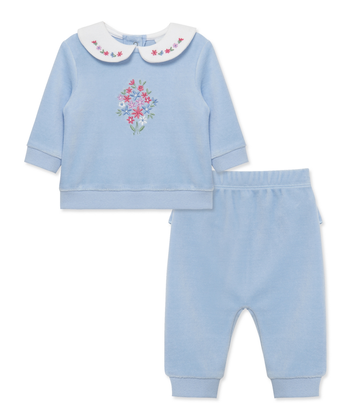 Click here for Little Me Baby Girls Bouquet Embroidered Velour To... prices