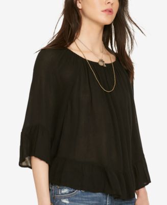 Denim & Supply Ralph Lauren Ruffle-Trim Crepe Boho Top - Macy's