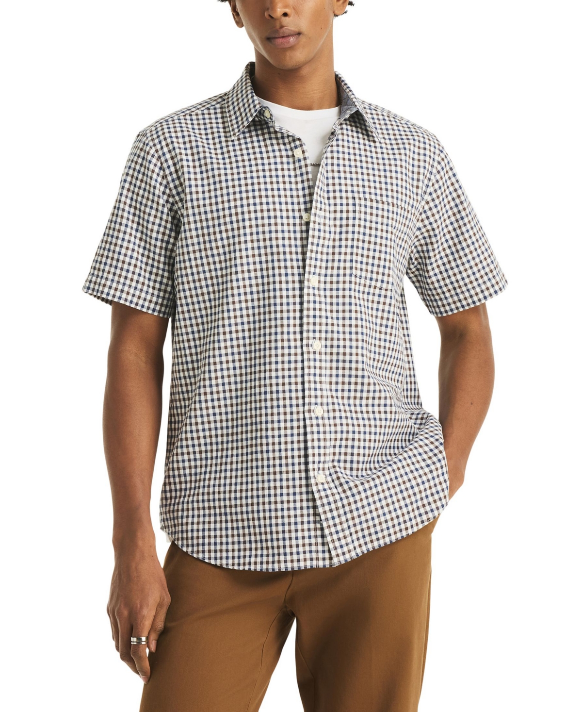 Click here for Nautica Mens Slub Short-Sleeve Shirt - Sail White prices