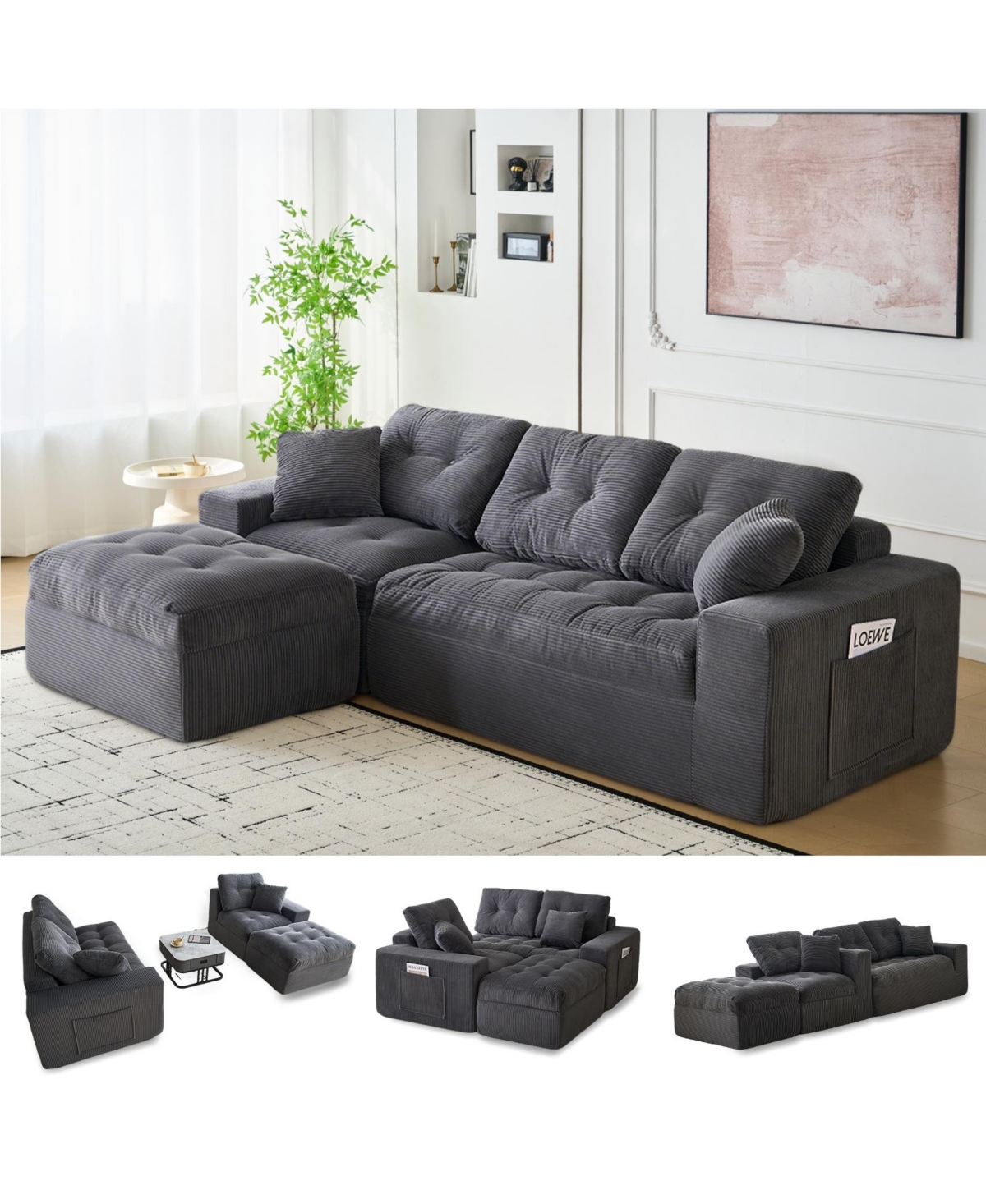 Click here for Comfy Cloud Sectional L Shaped Sofa for Living Roo... prices