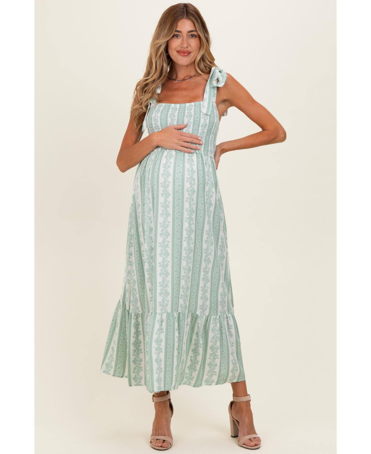Click here for Pinkblush Womens Sage Floral Stripe Smocked Should... prices