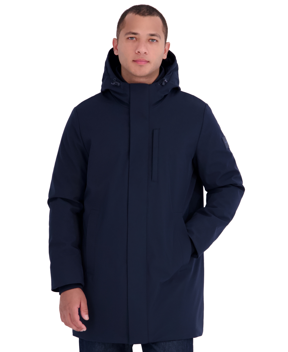 Click here for Calvin Klein Mens Hooded FlexTech Parka - Navy prices