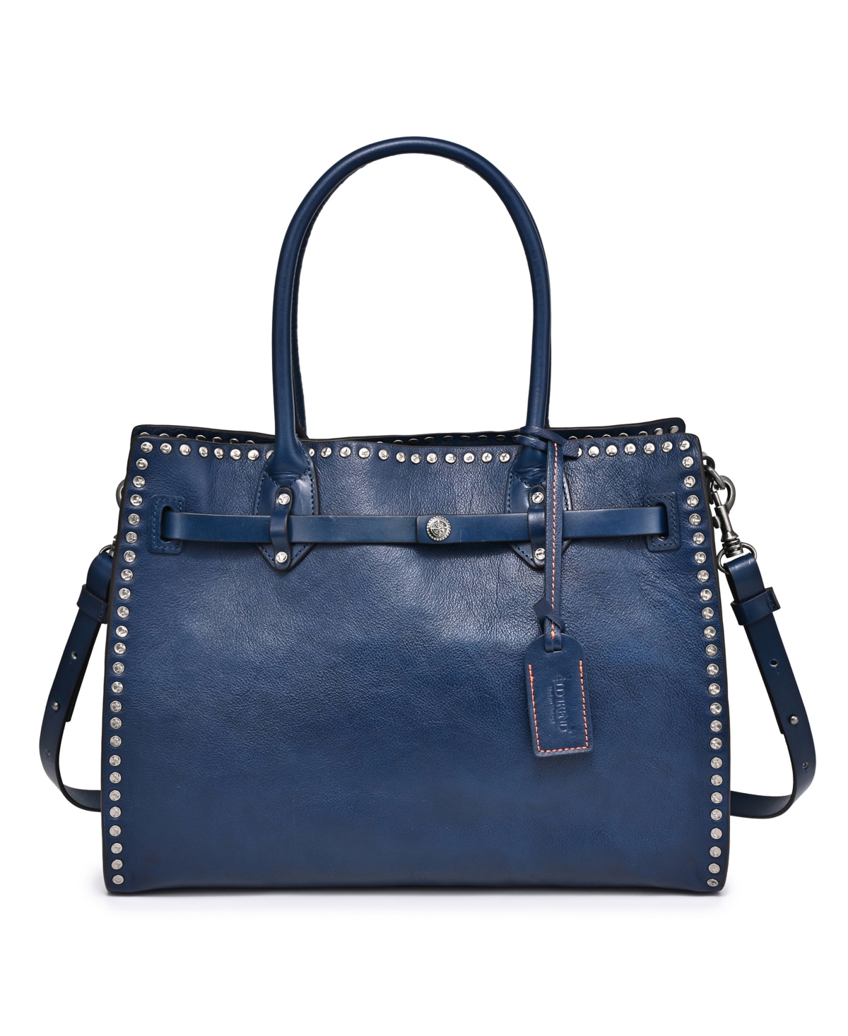Click here for Old Trend Westland Leather Satchel Bag - Navy prices