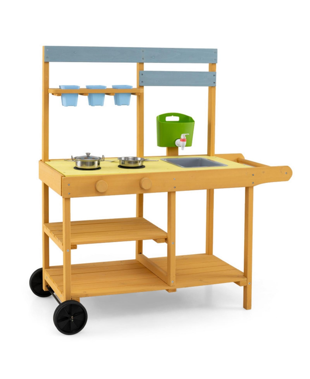 Click here for Sugift Mobile Wooden Mud Kitchen with 3 Flowerpots... prices