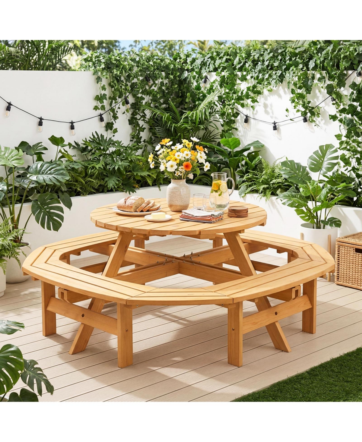Click here for 8 Person Wooden Picnic Table  Outdoor Model with 4... prices