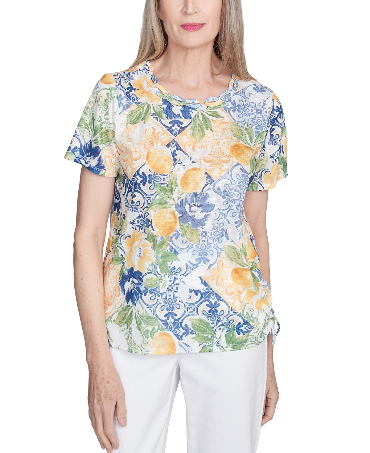 Click here for Alfred Dunner Womens Petite Knotted Ruched-Side Cr... prices