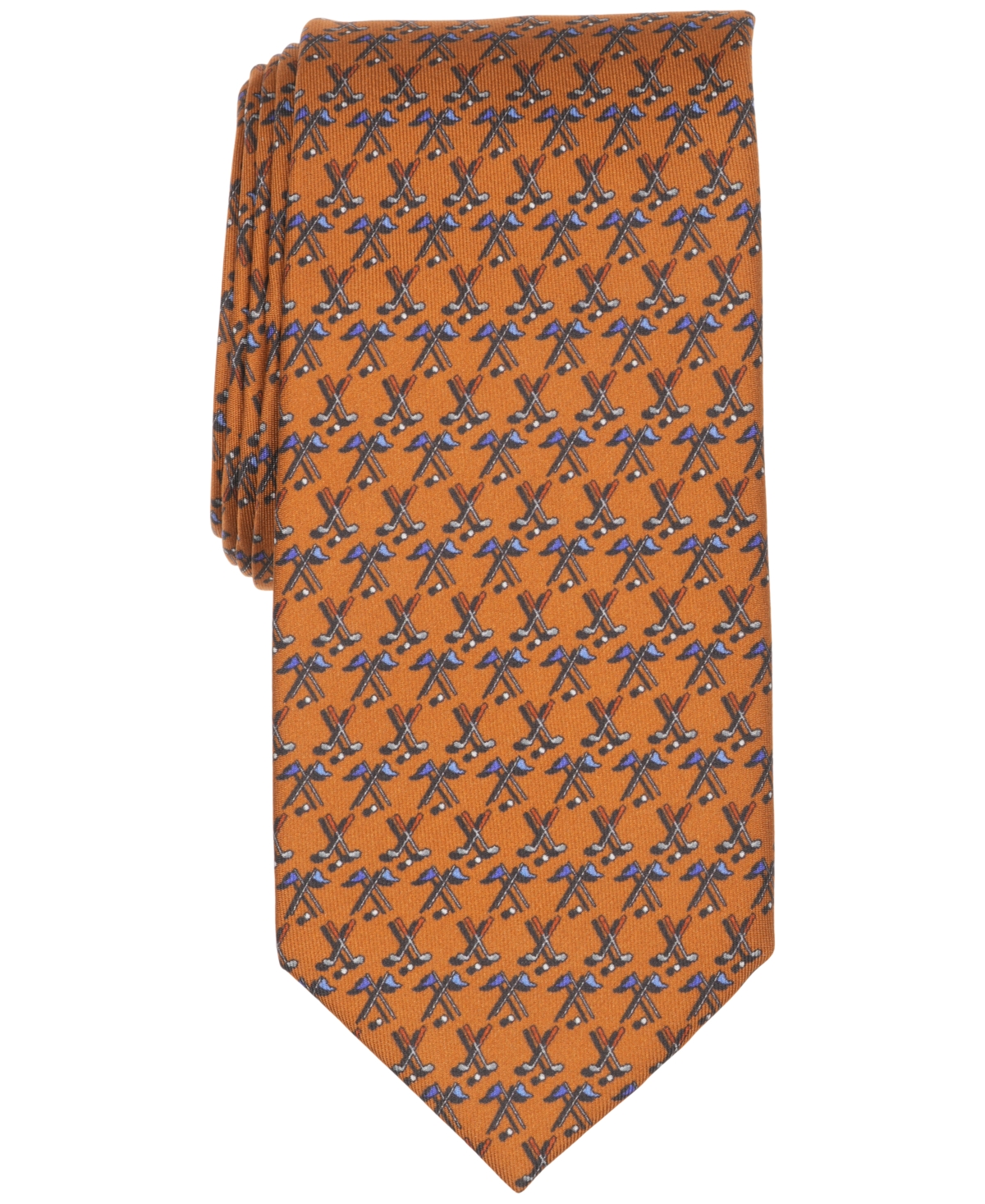 Click here for Club Room Mens Golfers Print Classic Tie - Cognac prices