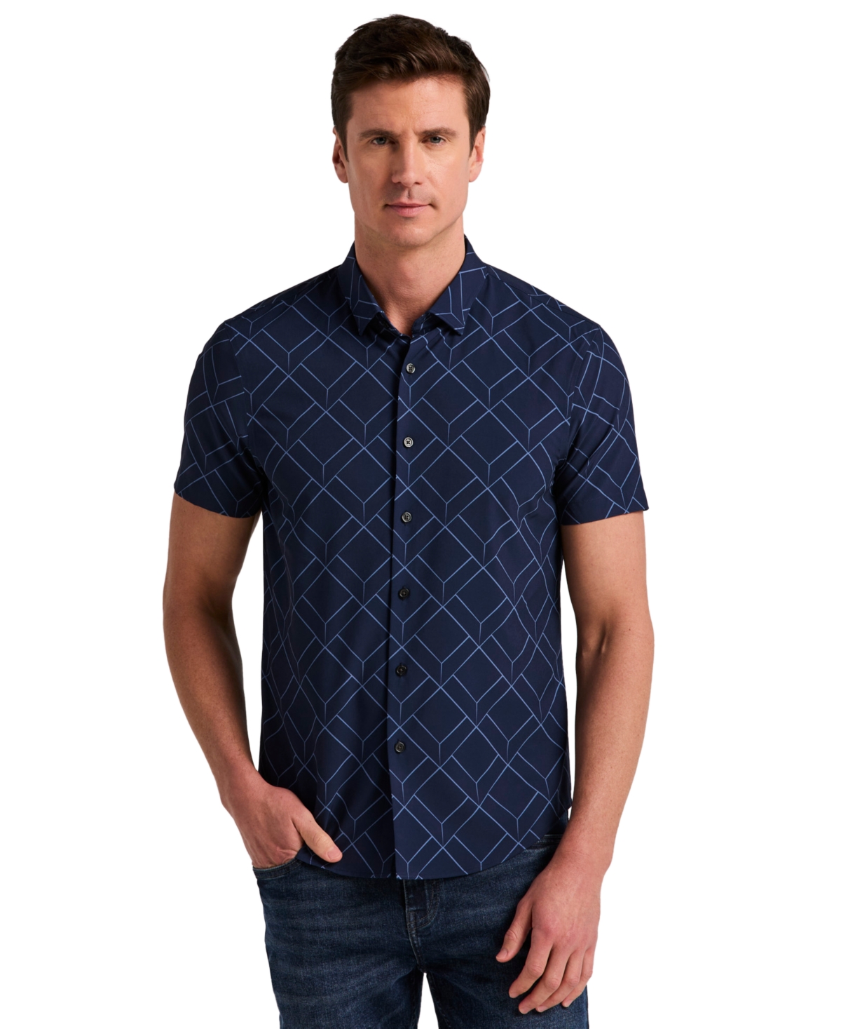 Click here for Perry Ellis Mens Perry Geo Print Slim-Fit Shirt -... prices