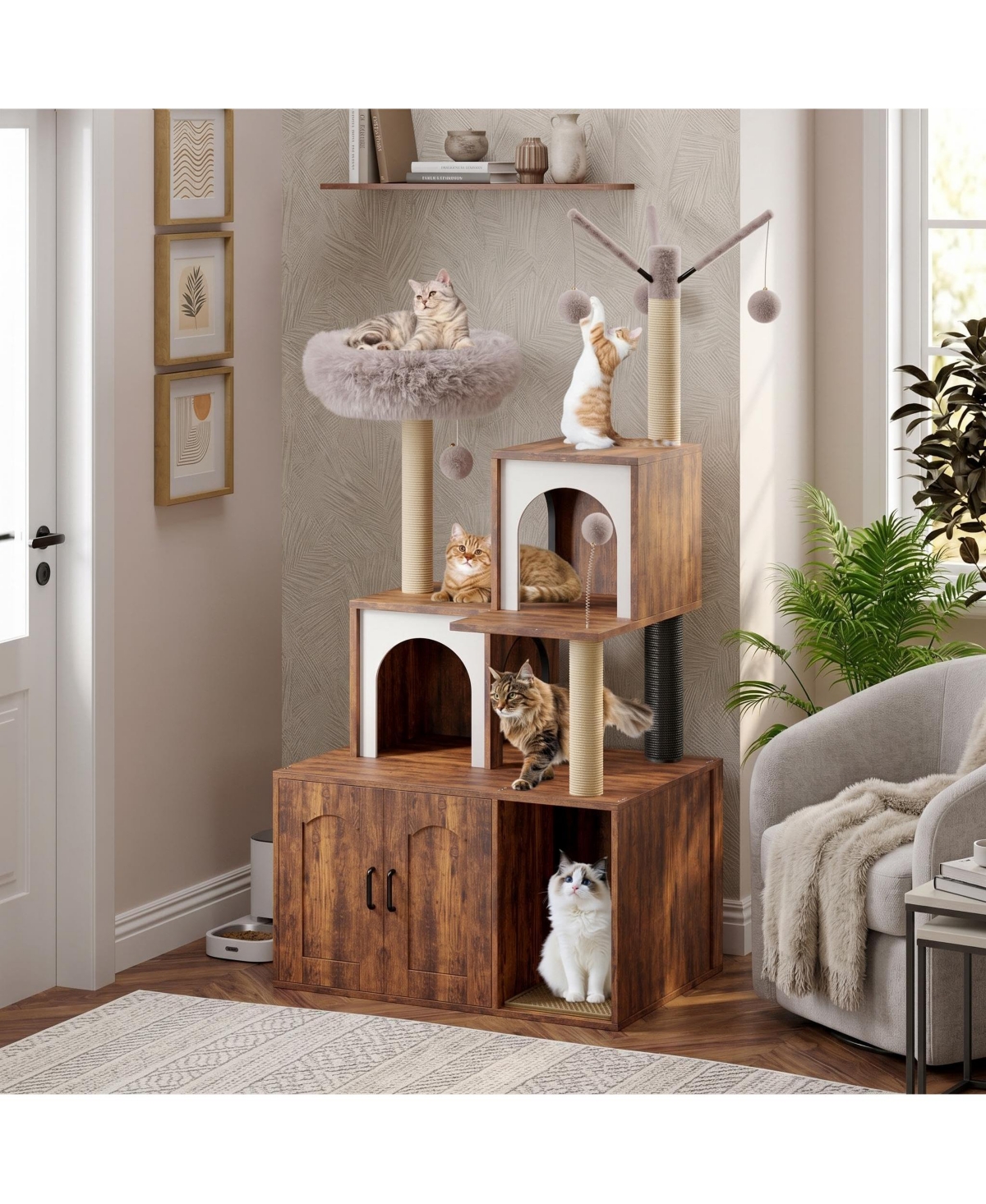 Click here for Cat Tree with Litter Box Enclosure Cat Tower Cabin... prices