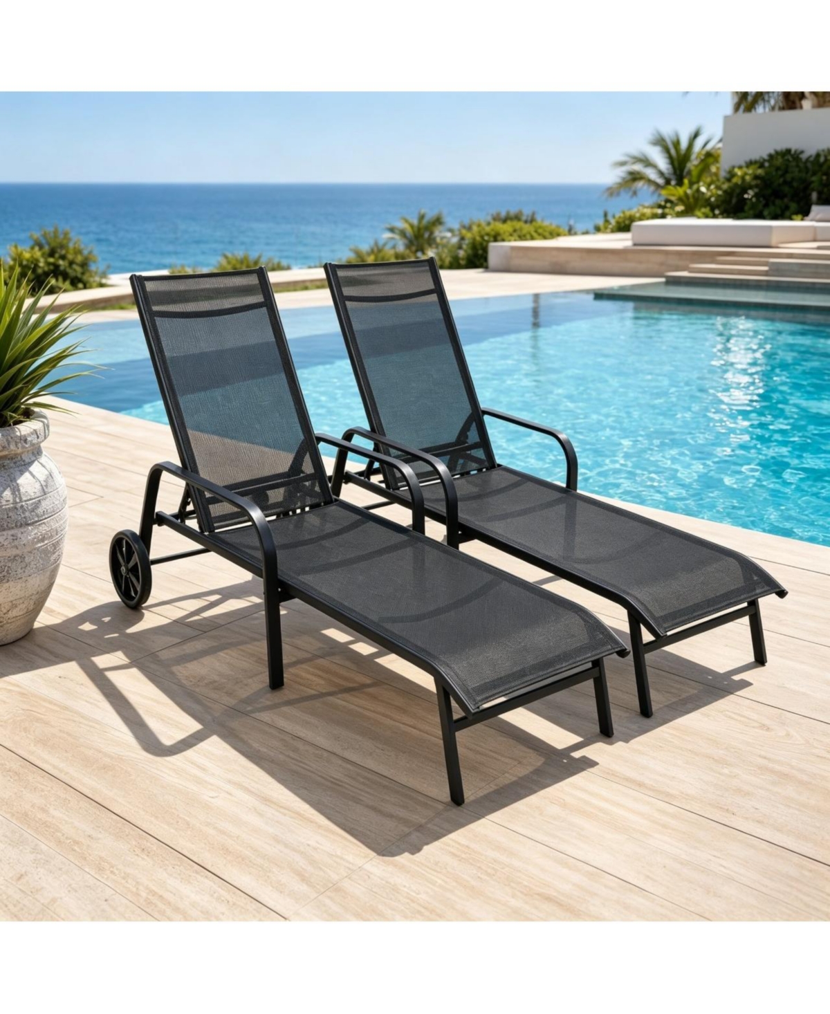 Click here for Set of 2 Patio Chaise Lounges  5-Position Adjustab... prices