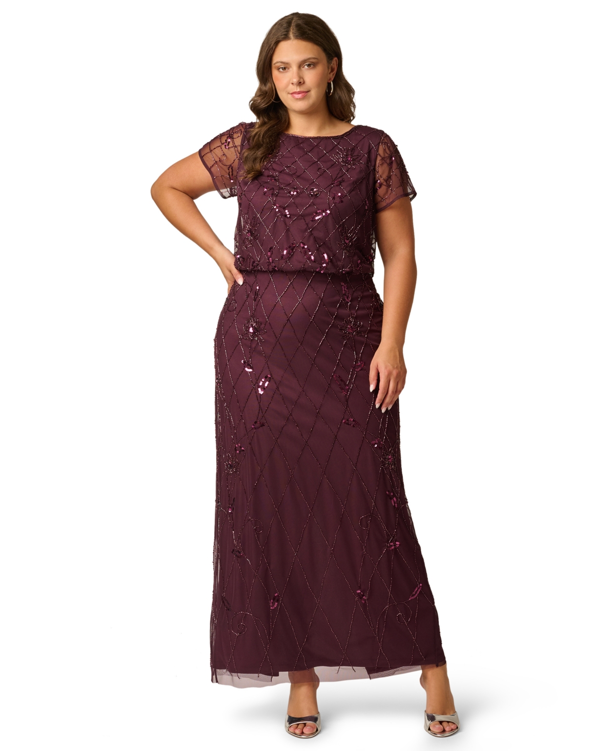 Click here for Adrianna Papell Plus Size Bead Blouson Sequin Shor... prices
