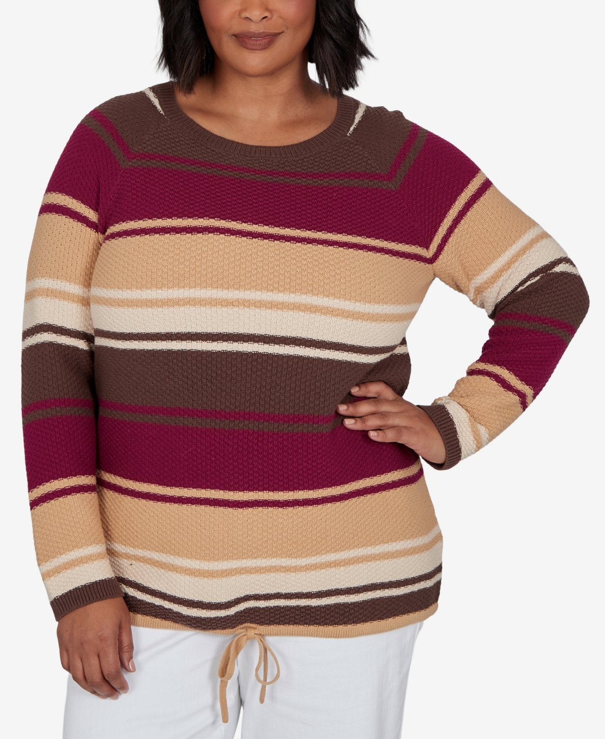 Click here for Hearts Of Palm Plus Size Stripe Long-Sleeve Crewne... prices