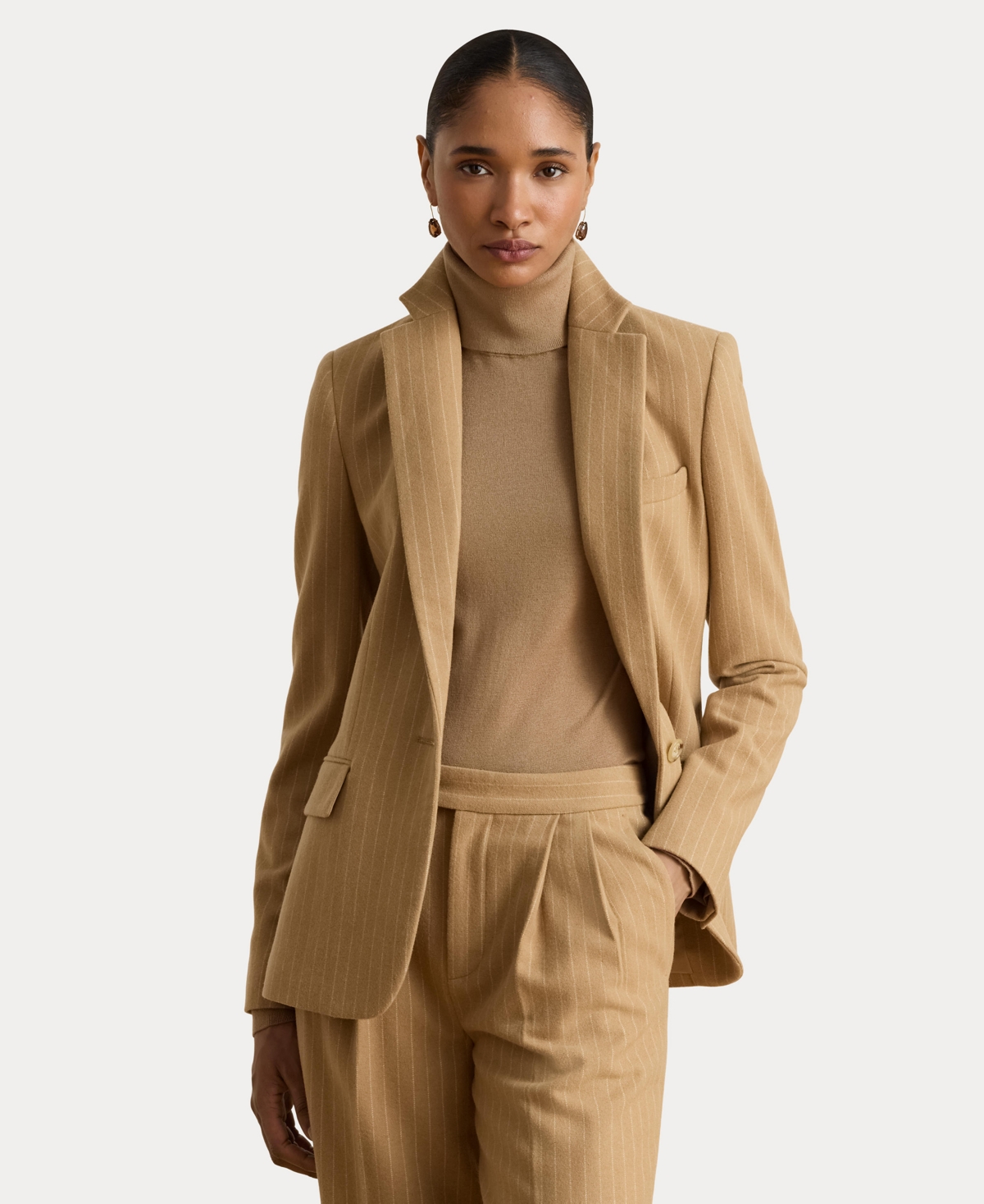 Click here for Lauren Ralph Lauren Womens Pinstripe Wool-Blend Bl... prices
