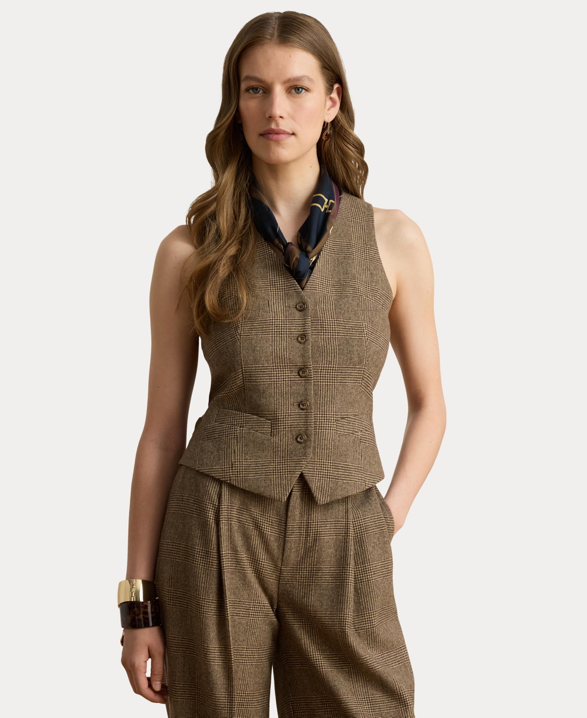 Click here for Lauren Ralph Lauren Womens Glen Plaid V-Neck Vest... prices