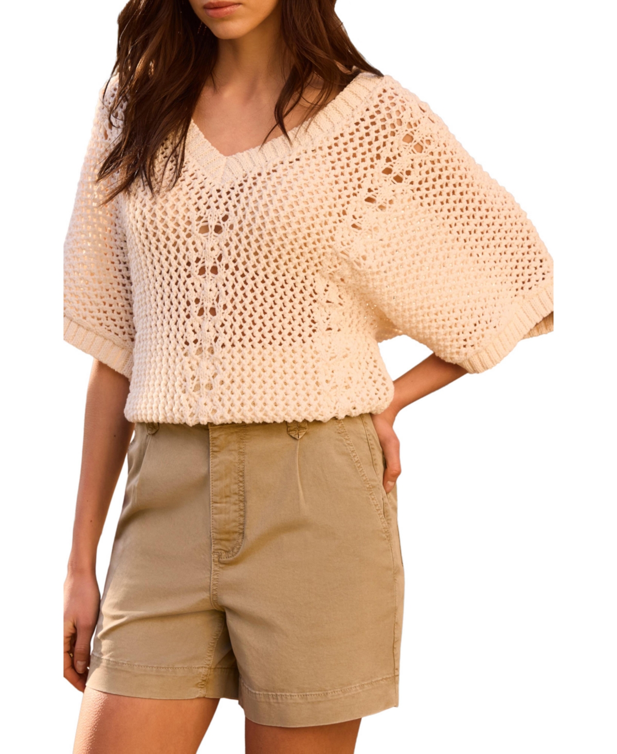 Click here for Mint Velvet Womens Open Knit Crochet Top - Ivory prices