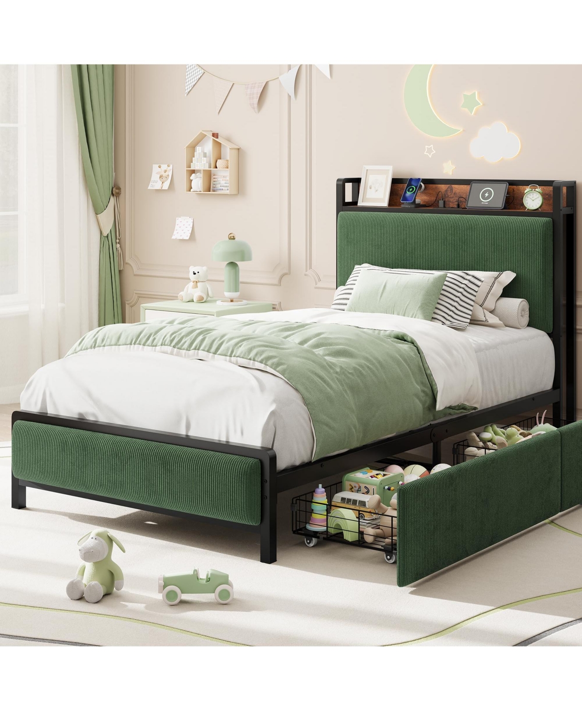Click here for homfan Bed Frame with 2 Drawers and Charging Stati... prices